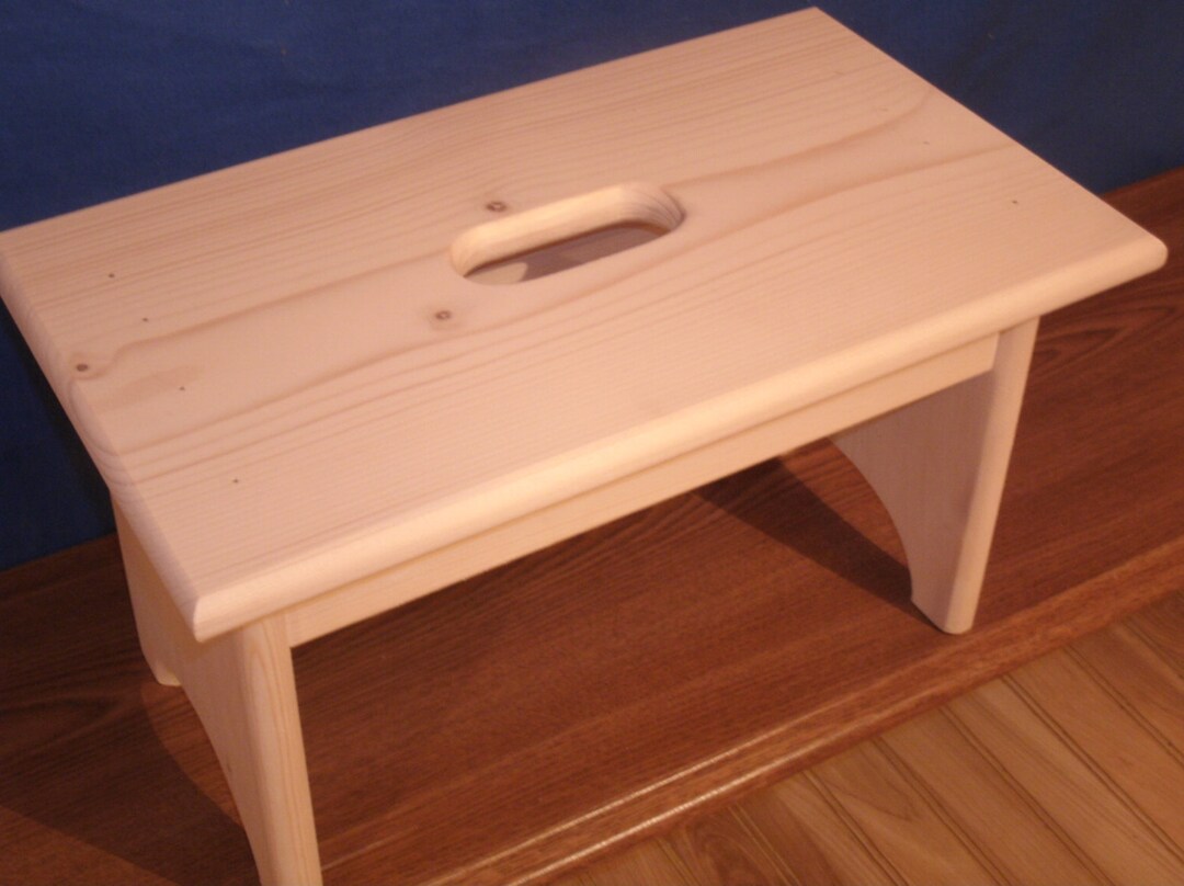 9" Wooden Step Stool With Hand Hole , Unfinished Unfinished Pine 9 ...