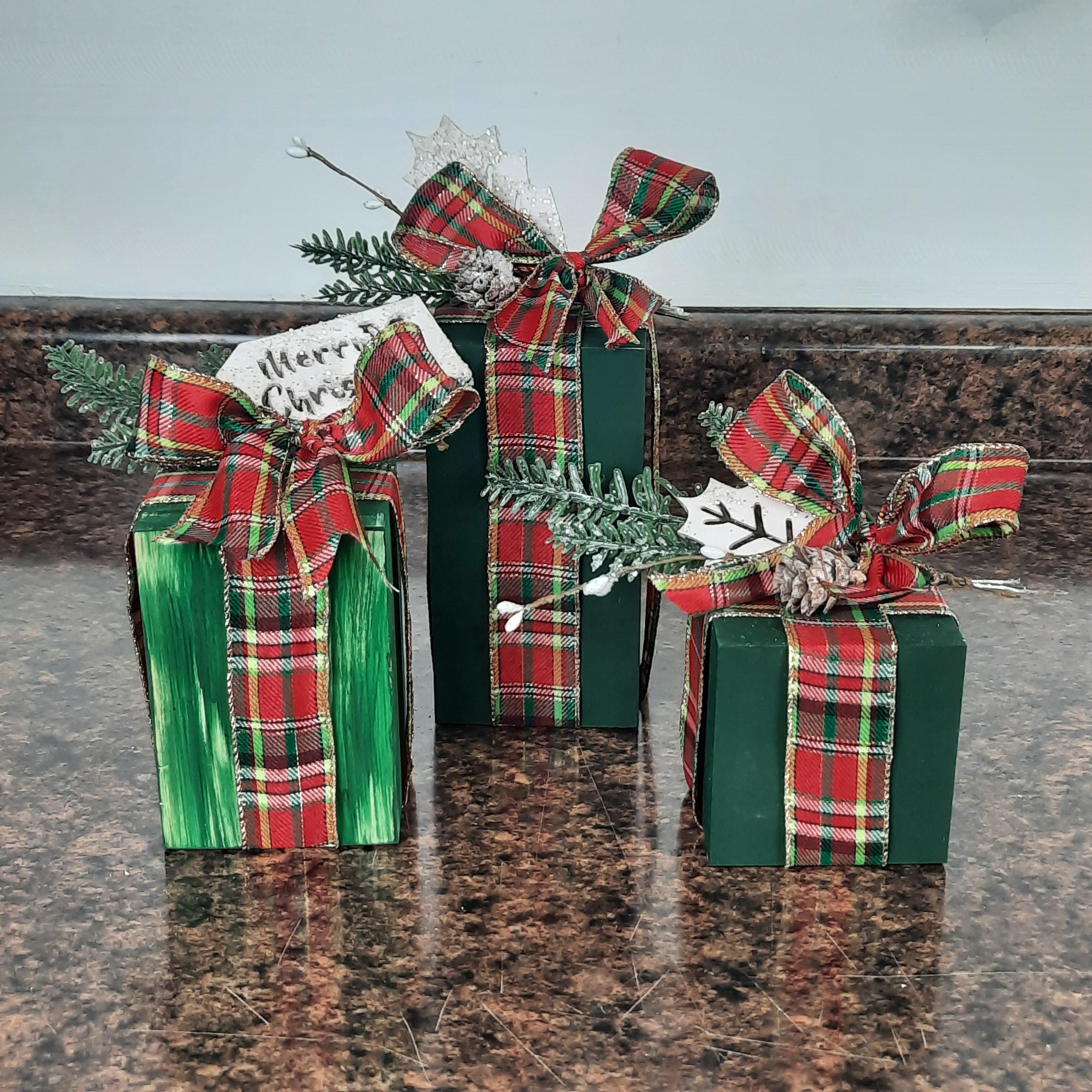 Set of 3 Wooden Christmas Gifts, Wooden Christmas Presents, WHITE Wood ...