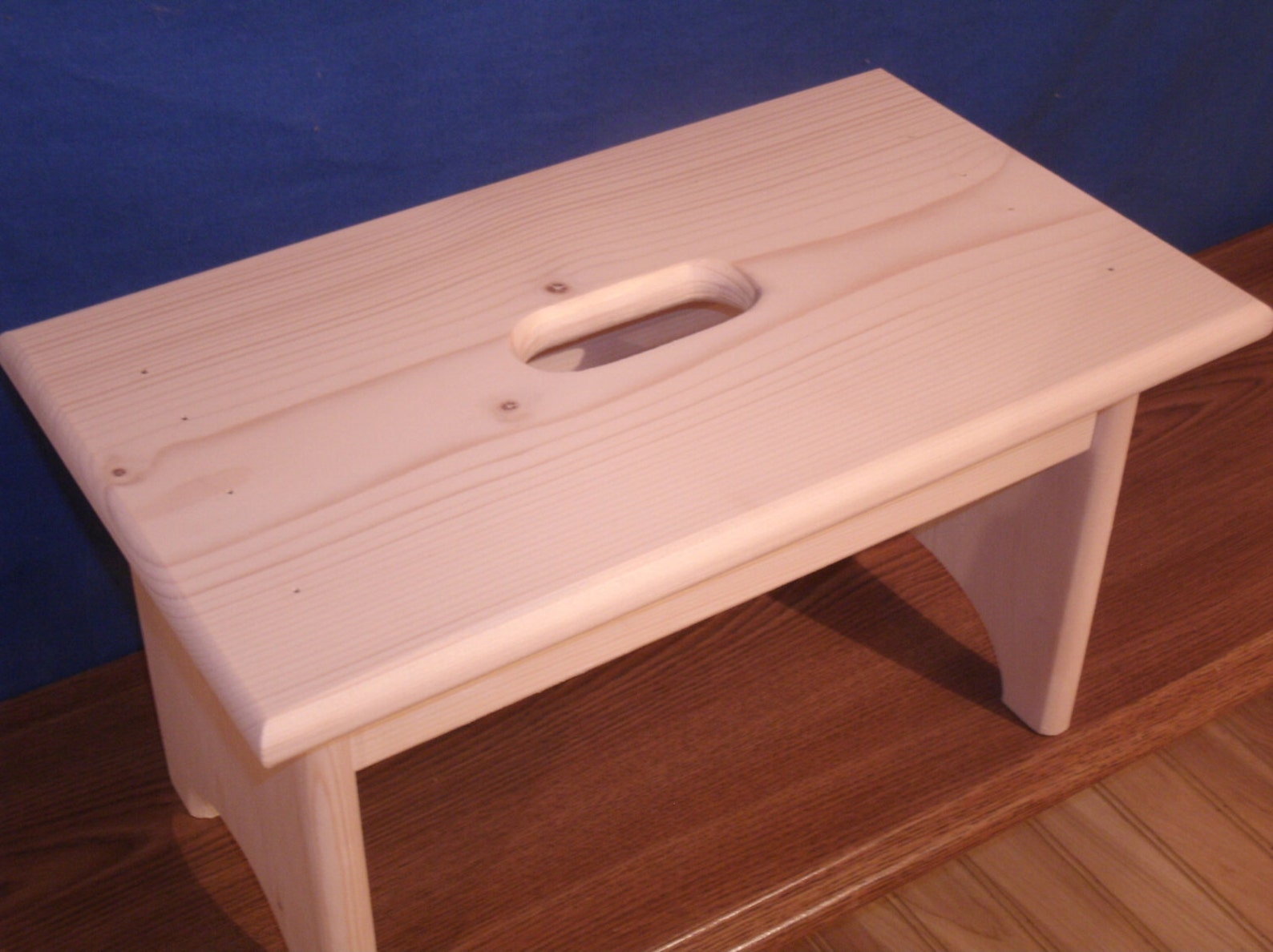 9" Wooden Step Stool With Hand Hole , Unfinished Unfinished Pine 9 ...