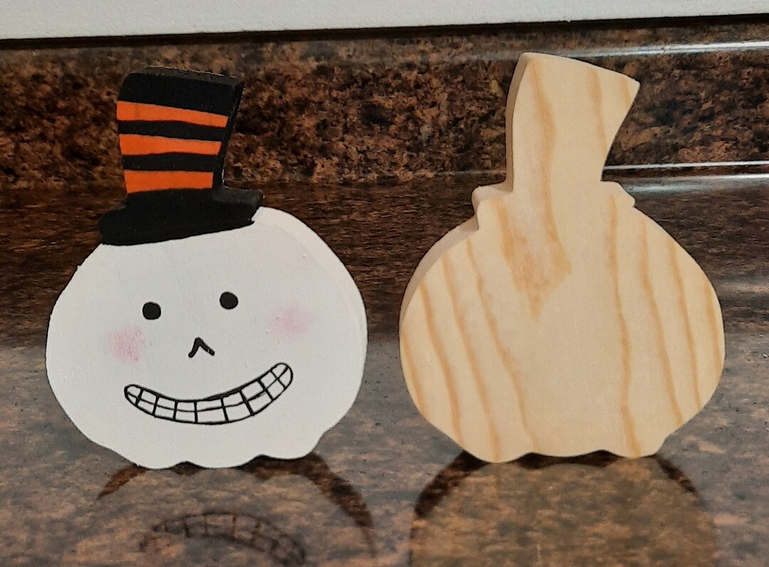 3 Painted or Unfinished Wood Pumpkins # 1, Wooden Pumpkin Shapes, Fall ...