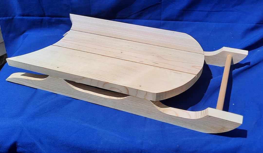 Wooden Sled, Dowel Handle, Unfinished Wooden Sled, Large Wooden Sled ...