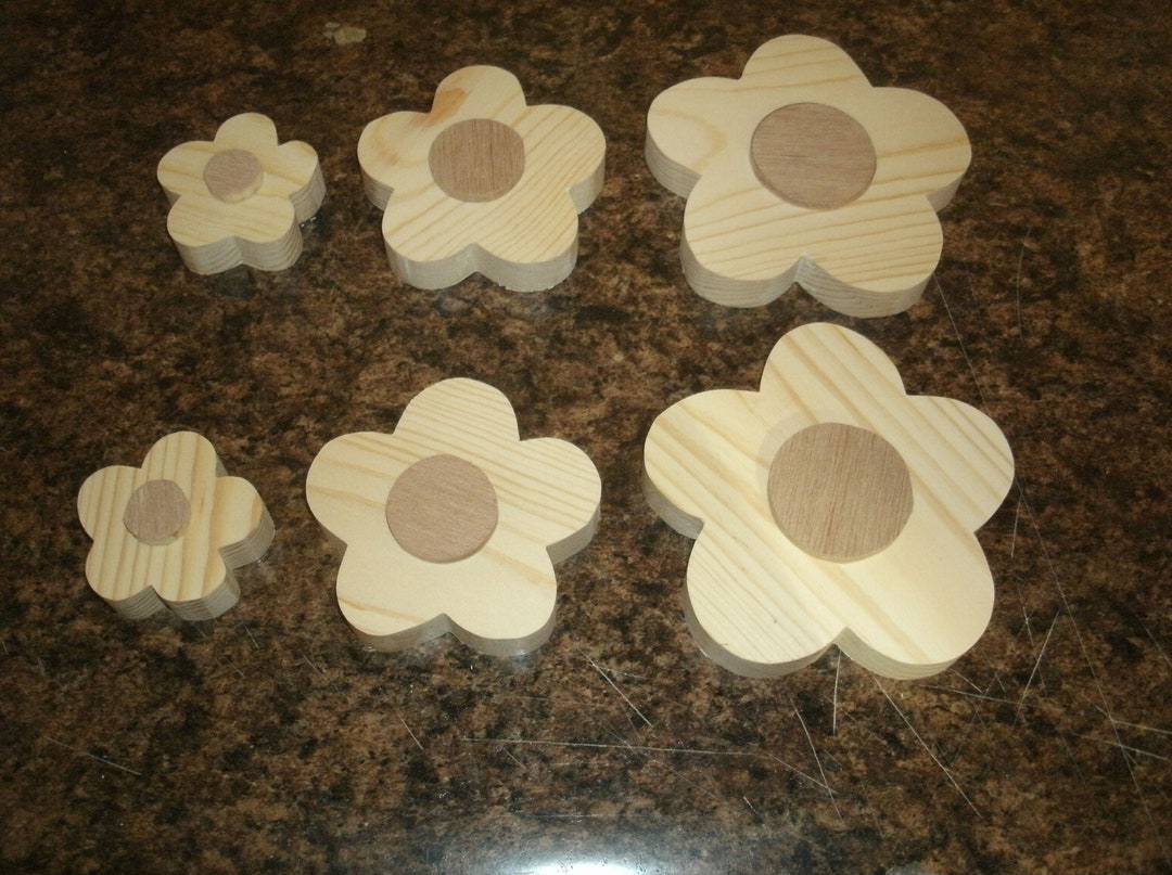 10 OR 20 Unfinished Wooden Daisy, Wooden Daisy, Tier Tray Daisy, Wooden ...