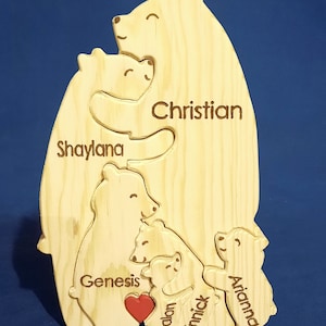 Wooden Bear Family Puzzle, Animal Family, Mother's Day Gift ...