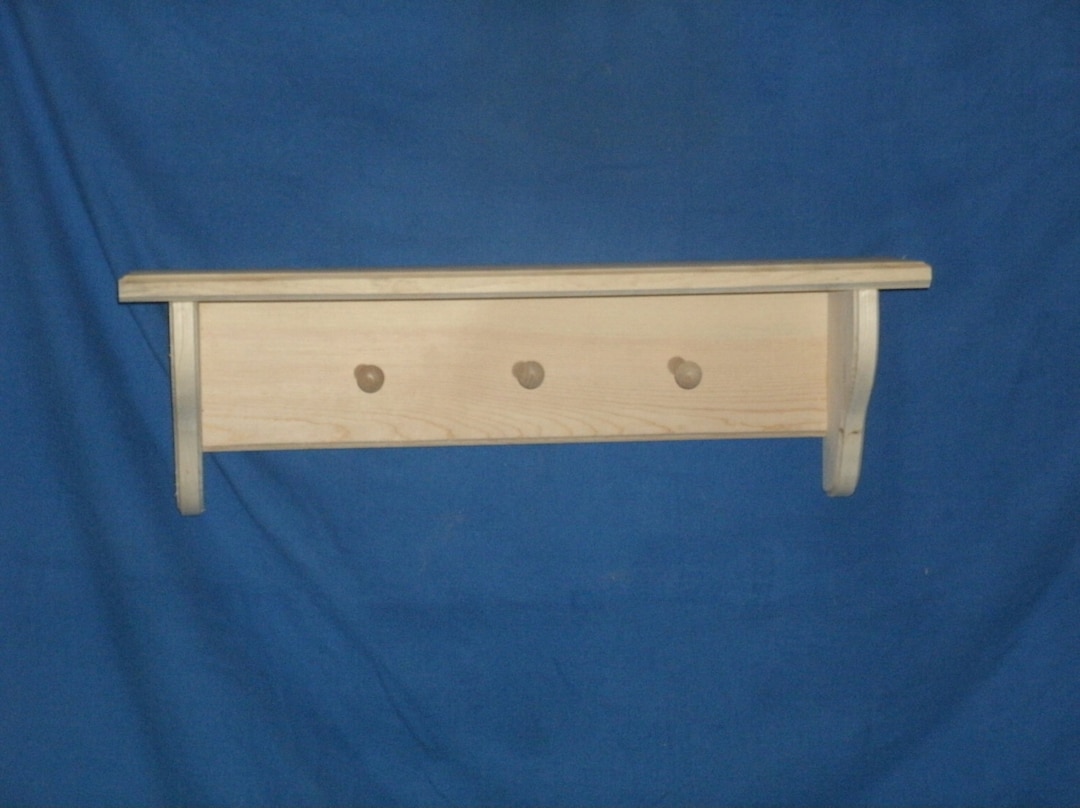 Peg Shelf, Wall Shelf, Shelf With Coat Rack, Wooden 22" Shelf With Pegs ...