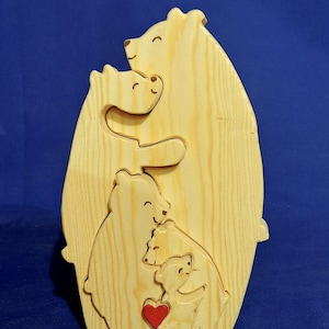 Wooden Bear Family Puzzle, Animal Family, Mother's Day Gift ...
