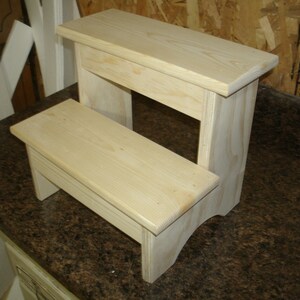 Rustic Wooden Step Stool, 2 Step Wooden Step Stool, Wooden Stool,wooden ...