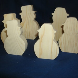 6 Pc. Set of 4" Wooden Snowman Blanks, Snowman Cutout, Unfinished Wood ...