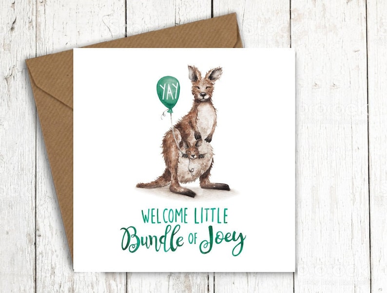 Cute New Baby Card | Bundle of Joy, Kangaroo Joey Card - Etsy UK
