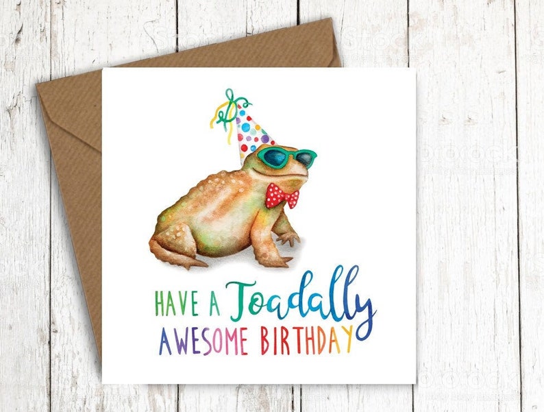 Funny Toad Birthday Card | Toadally Awesome, Quirky, Frog Card - Etsy