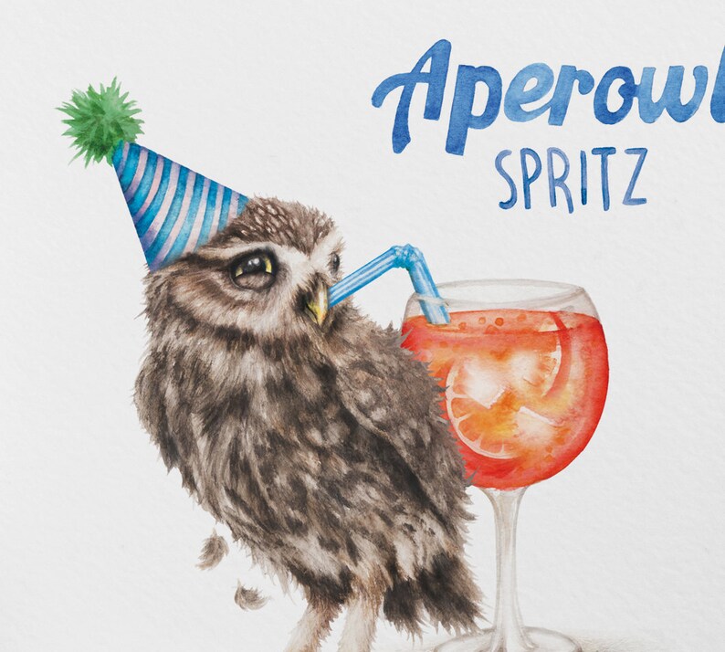 Aperol Spritz Birthday Card Owl Alcohol Funny Pun Card - Etsy