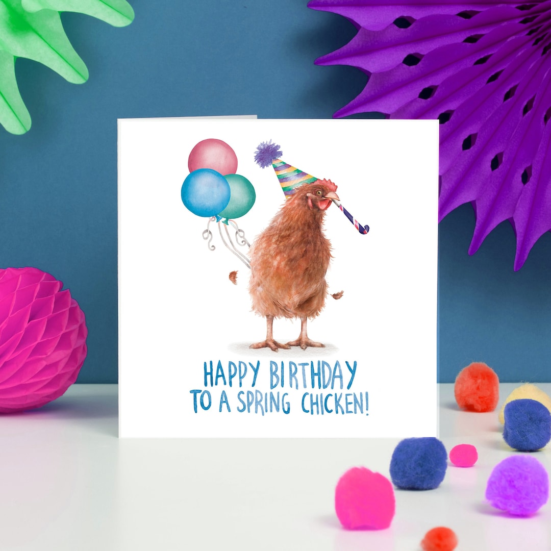 Spring Chicken Birthday Card | Funny Birthday Card - Etsy