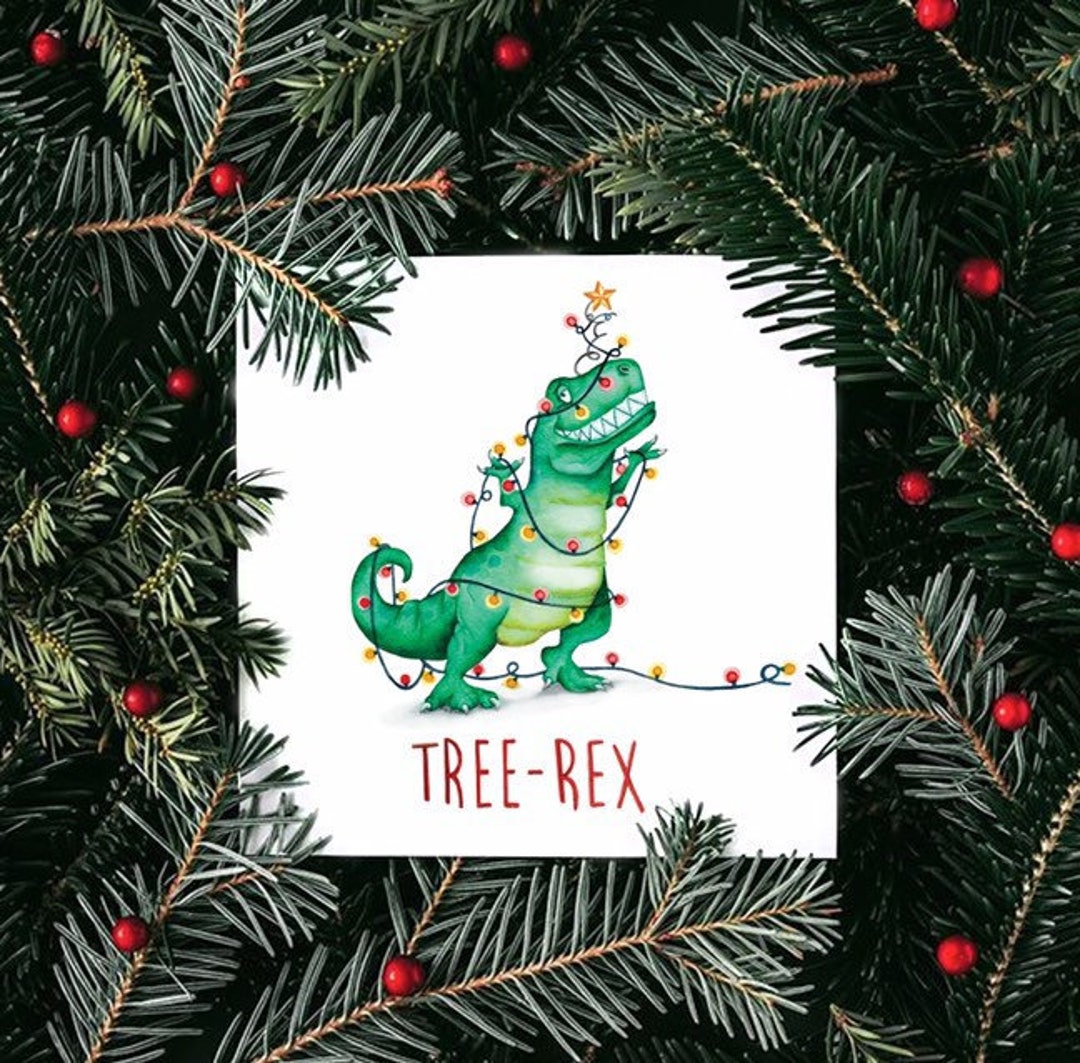 Tree Rex Christmas Card | Alternative Dinosaur Quirky Xmas Card - Etsy UK