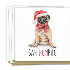 Bah Humbug Pug Christmas Card Alternative, Funny Joke Dog Card - Etsy
