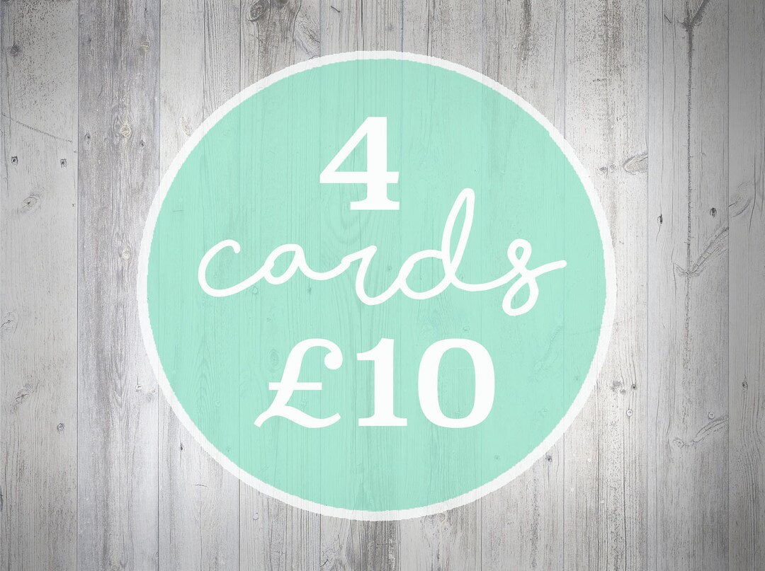 Four Cards for 10 | Special Offer Bargain Cards - Etsy UK