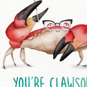 You're Clawsome Card | Feel Good, Awesome Congratulations Crab Card - Etsy