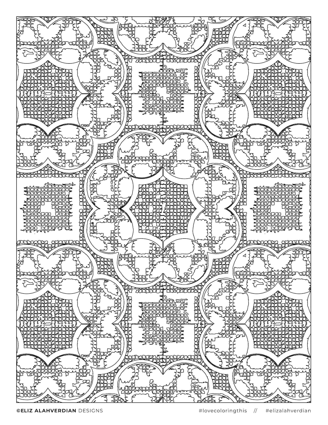 Floral Trellis Coloring Page Download and Print - Etsy