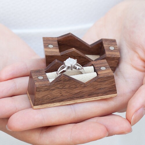Ring Box the Mountain Made From Walnut & Chestnut - Etsy