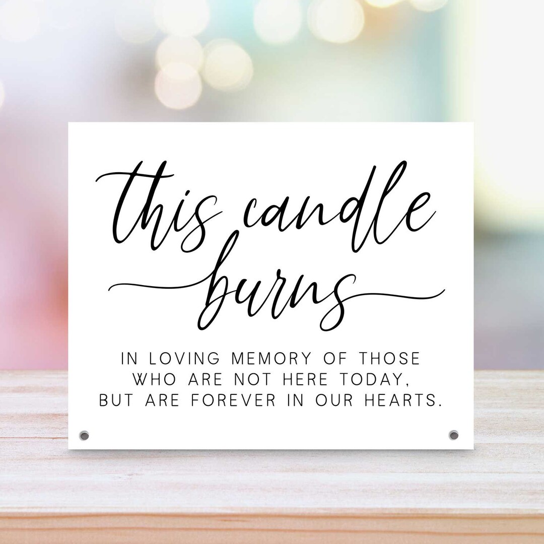Memorial Candle Sign 8x10 Metal Wedding Decor Table Sign in Memory ...