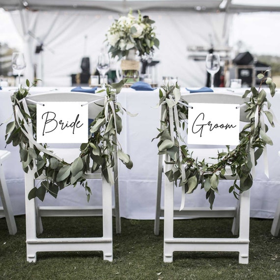 Wedding Chair Sign Set Bride & Groom Metal Signs Bride - Etsy