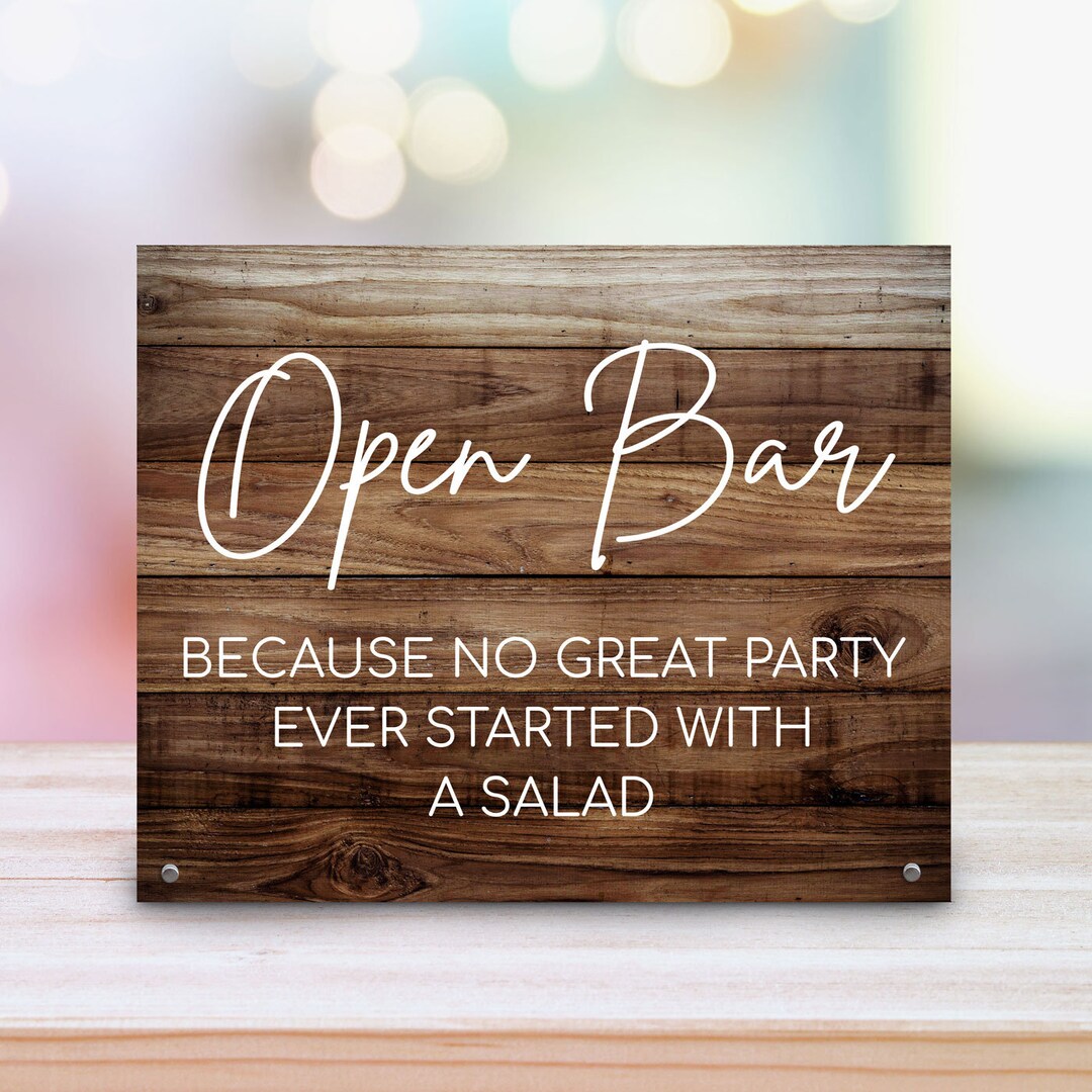 Funny Wedding Open Bar Sign 8x10 Metal Wedding Sign Fun Wedding Alcohol ...