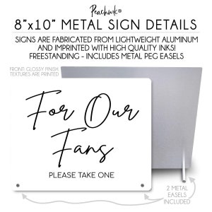 Fans Wedding Sign Take A Fan Wedding Sign 8x10 Metal Wedding Decor ...