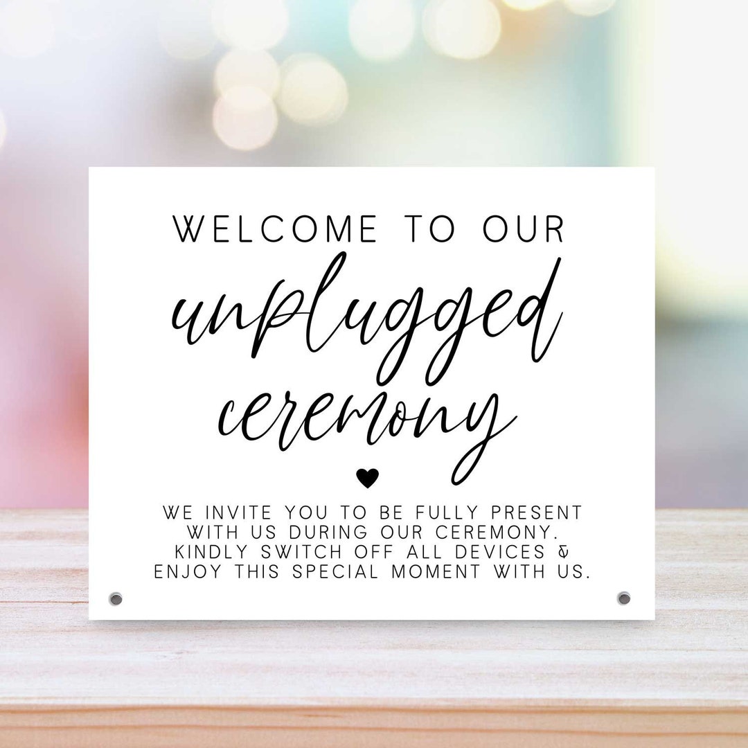 Unplugged Ceremony Wedding Sign Custom 8x10 Metal Wedding Decor Table ...