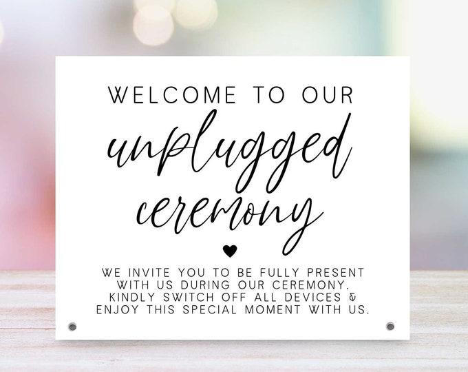 Unplugged Ceremony Wedding Sign Custom 8x10 Metal Wedding Decor Table ...