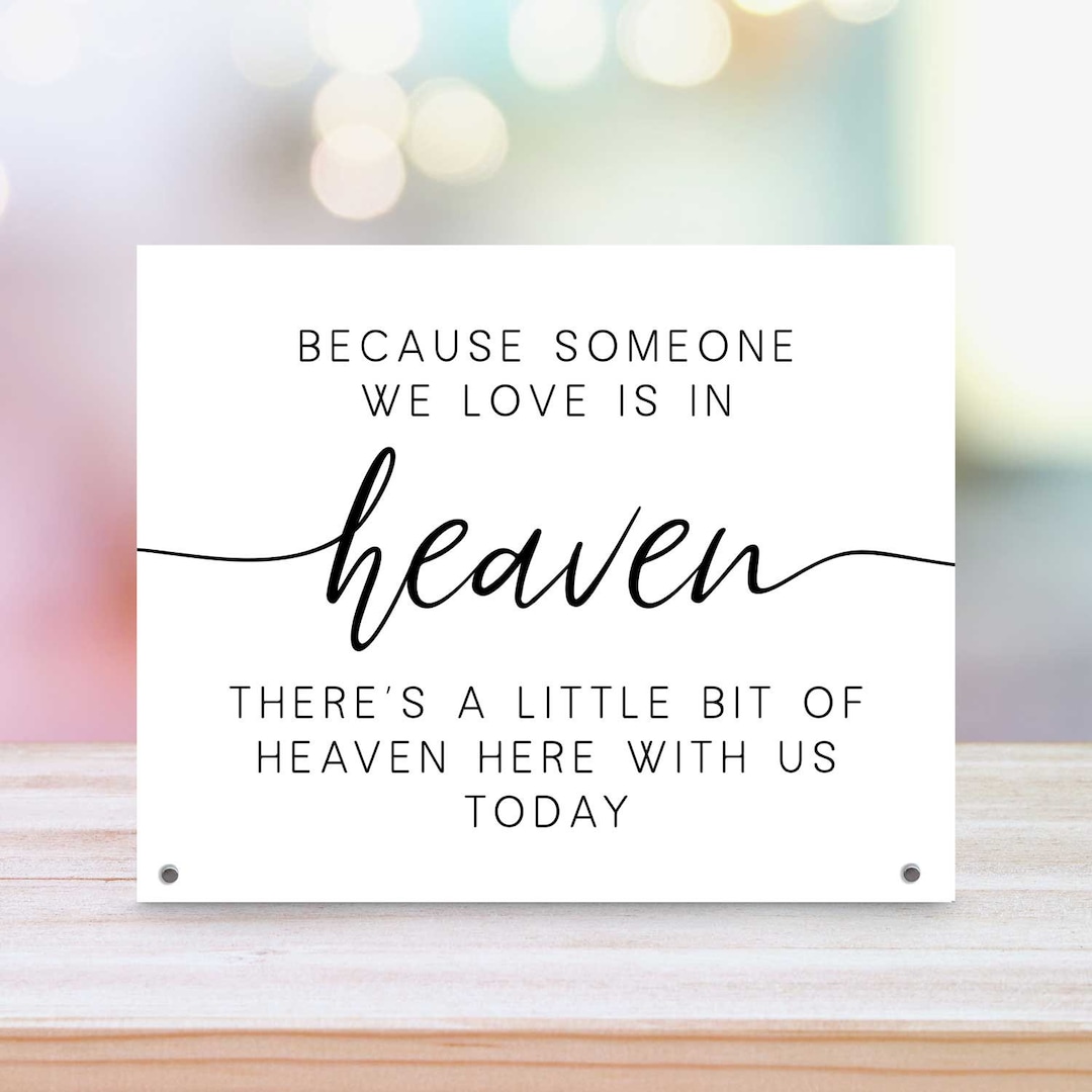 Heaven Memorial Event Sign 8x10 Metal Wedding Decor Table Sign Memorial ...