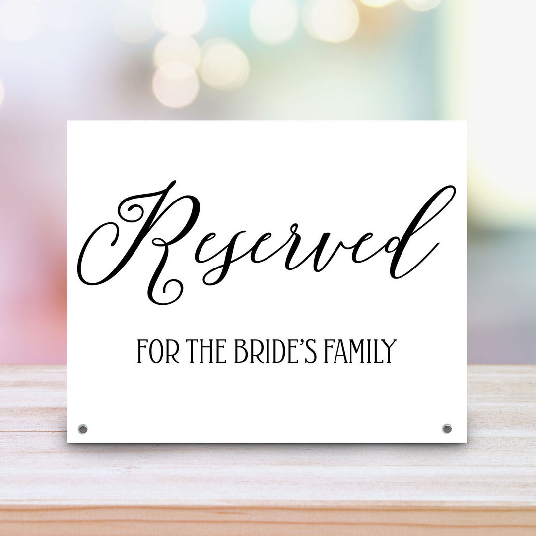 Reserved Table Event Sign Personalized 8x10 Metal Sign Formal Script ...
