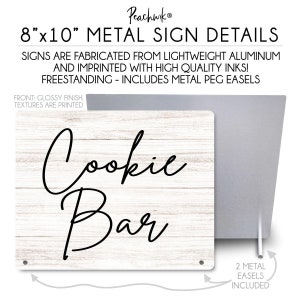 Cookie Bar Wedding Sign Cookie Bar Party Sign 8x10 Metal Wedding Decor ...