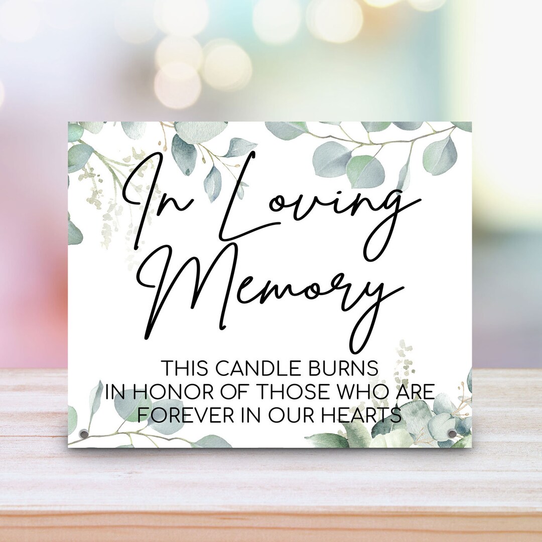 Memorial Candle Wedding Sign Memorial Wedding Sign 8x10 Metal Wedding ...