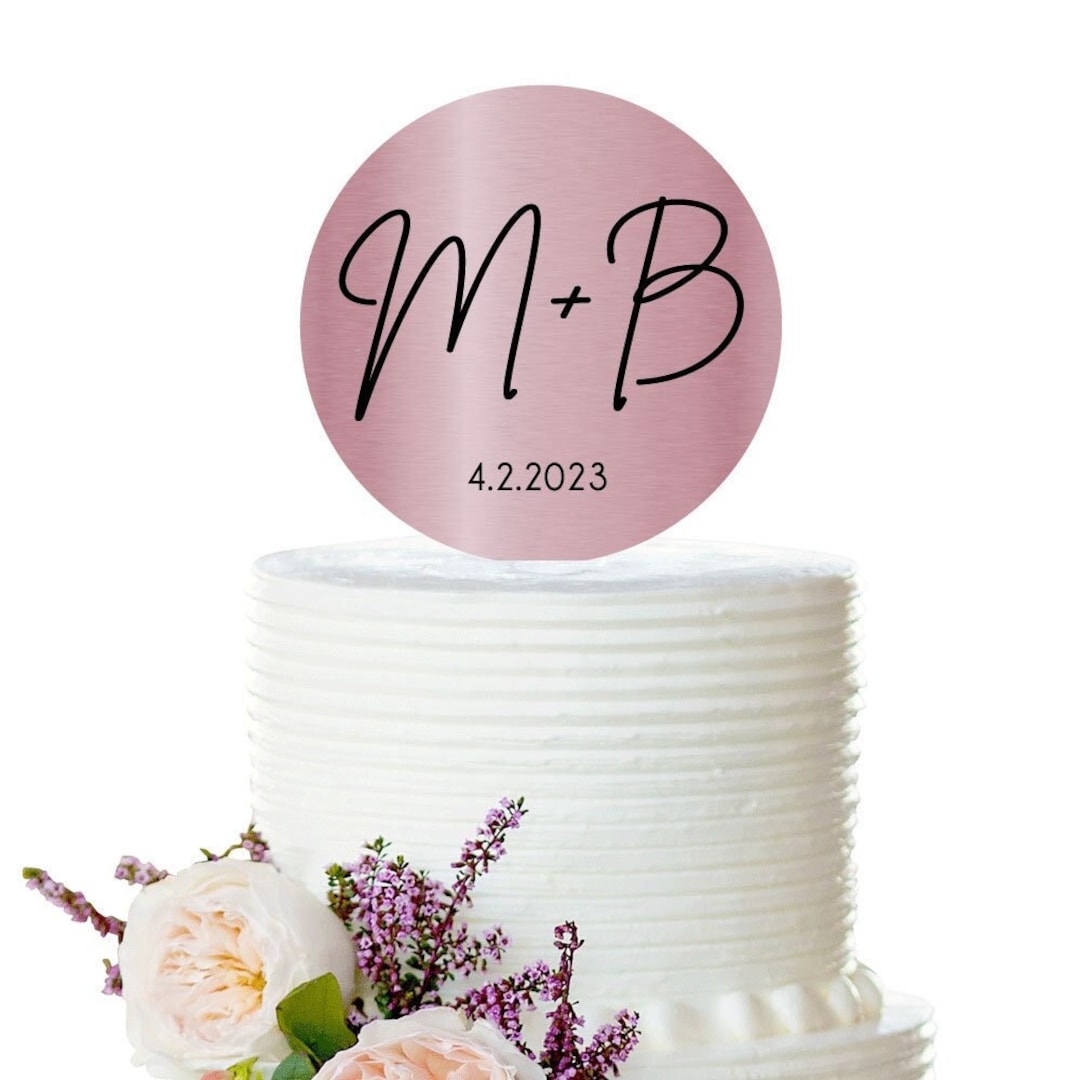 Wedding Cake Topper Personalized Metallic Monogram Metal Cake Topper ...