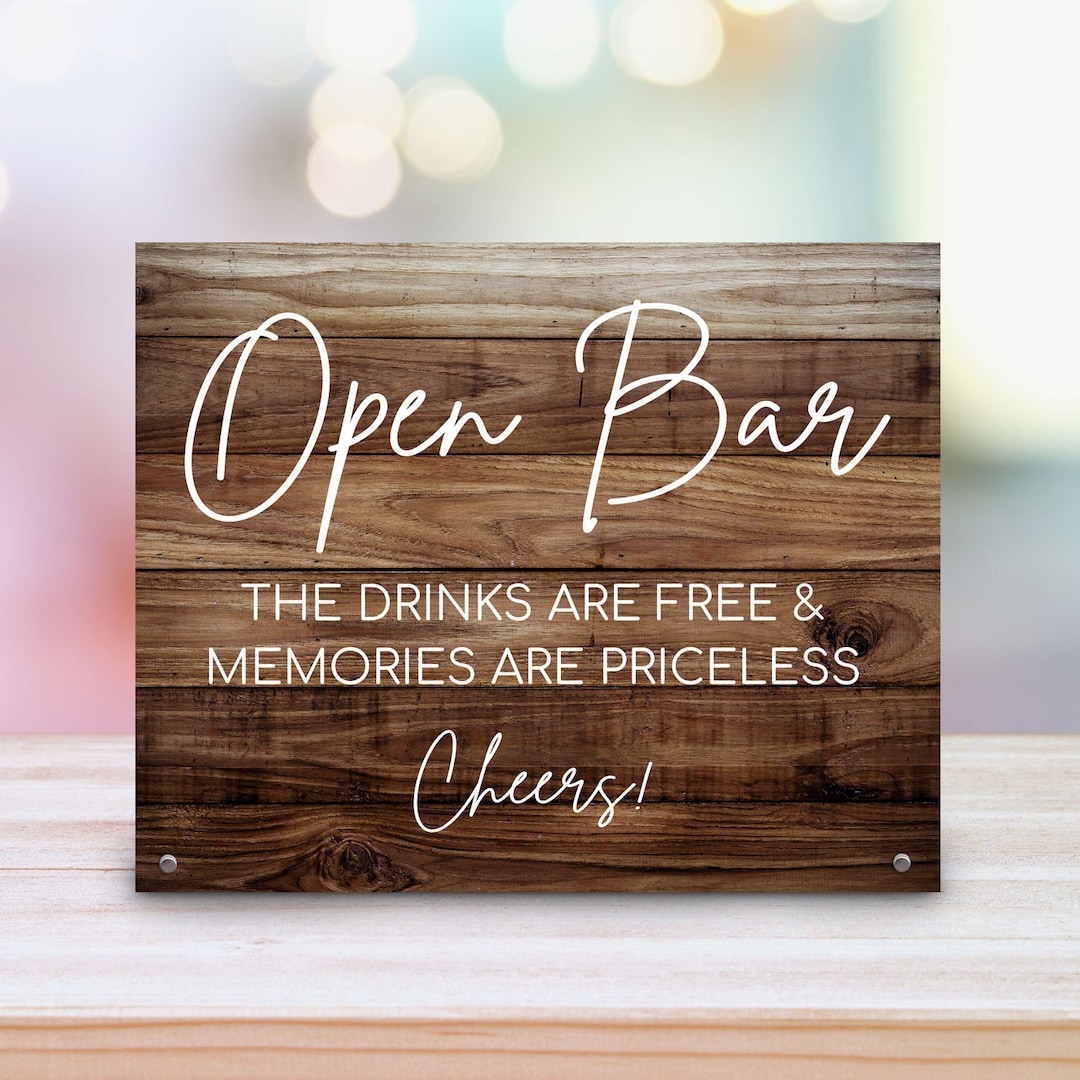 Open Bar Sign 8x10 Metal Wedding Bar Sign Fun Wedding Alcohol Sign ...