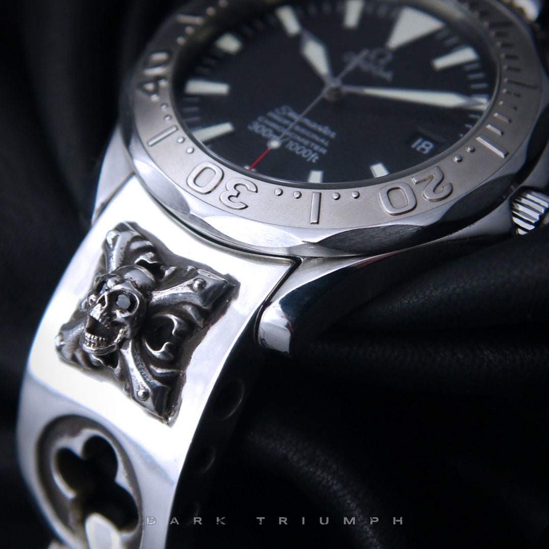 OMEGA SEAMASTER - Diamond Skull Bracelet in Sterling Silver | EUPHORIA ...