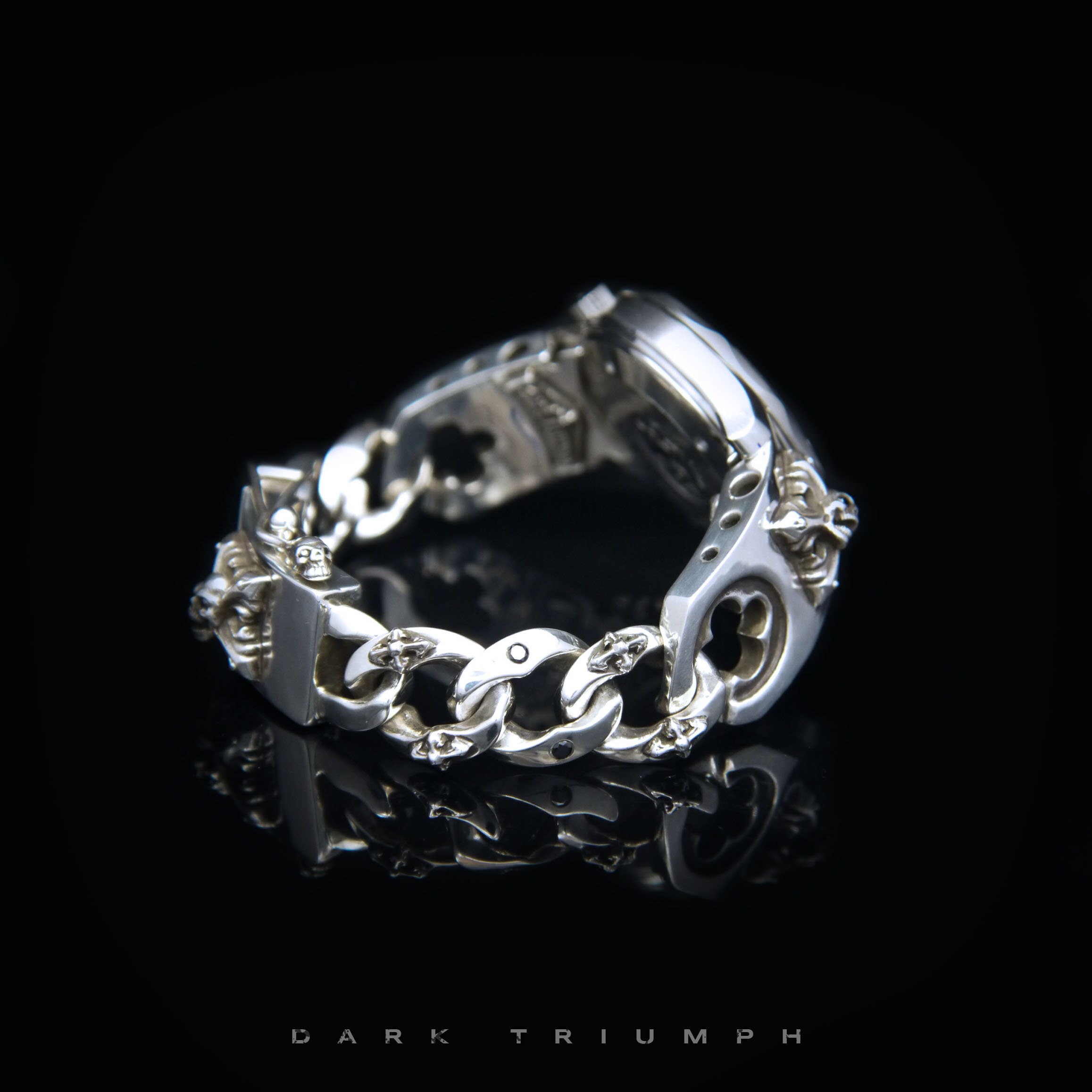 OMEGA SEAMASTER Diamond Skull Bracelet in Sterling Silver - Etsy