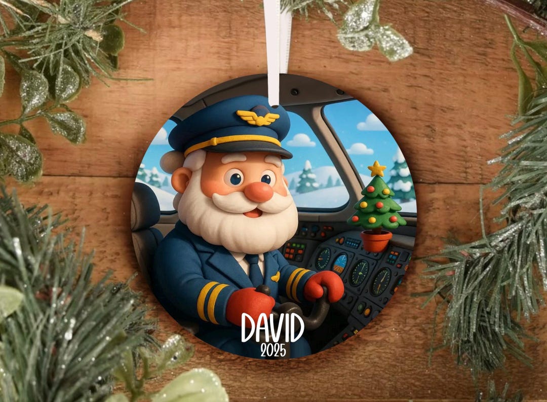 Airplane Pilot Christmas Ornament Santa – Holiday Aviator Ornament Gift ...