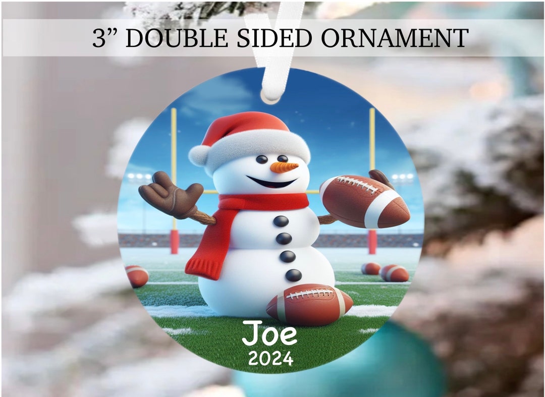 Personalized Snowman Football Dance Ornament, Football Christmas ...
