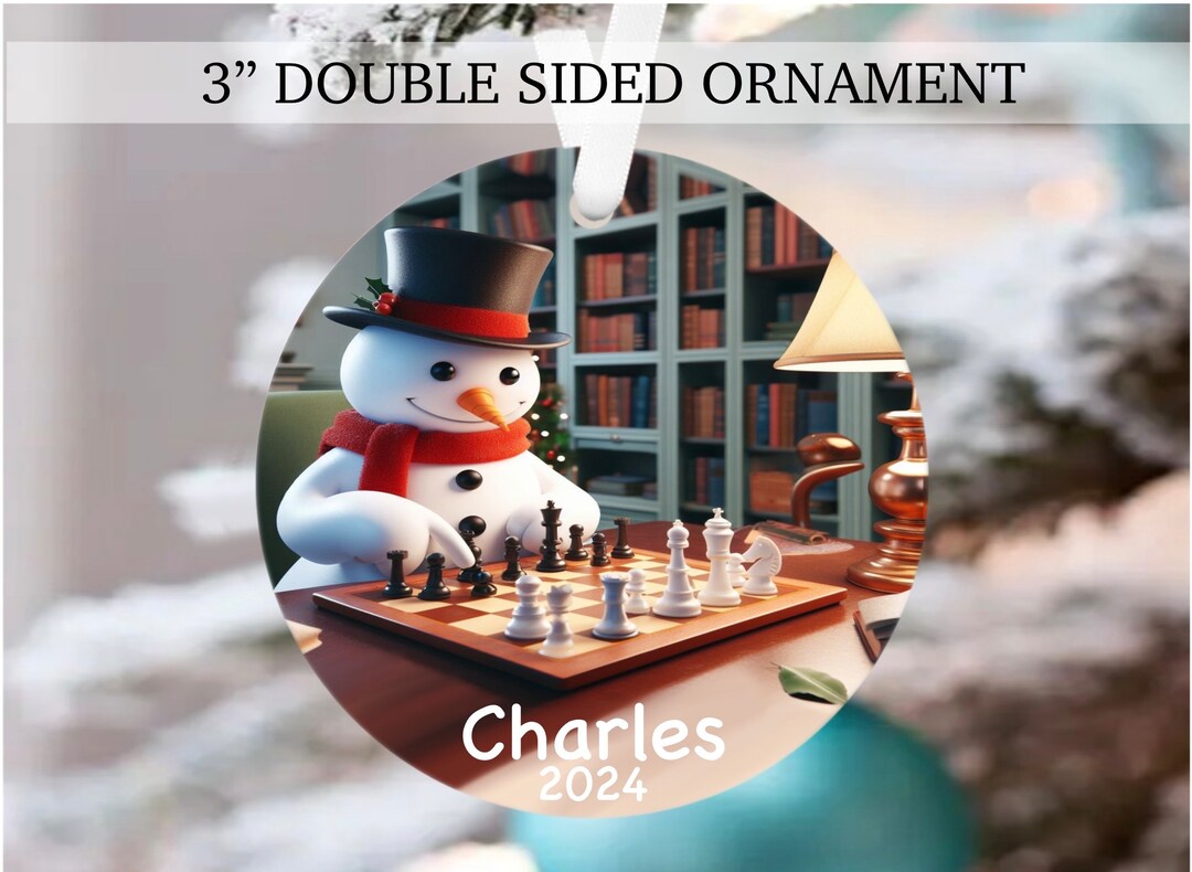 Personalized Snowman Chess Ornament, Chess Christmas Ornament ...