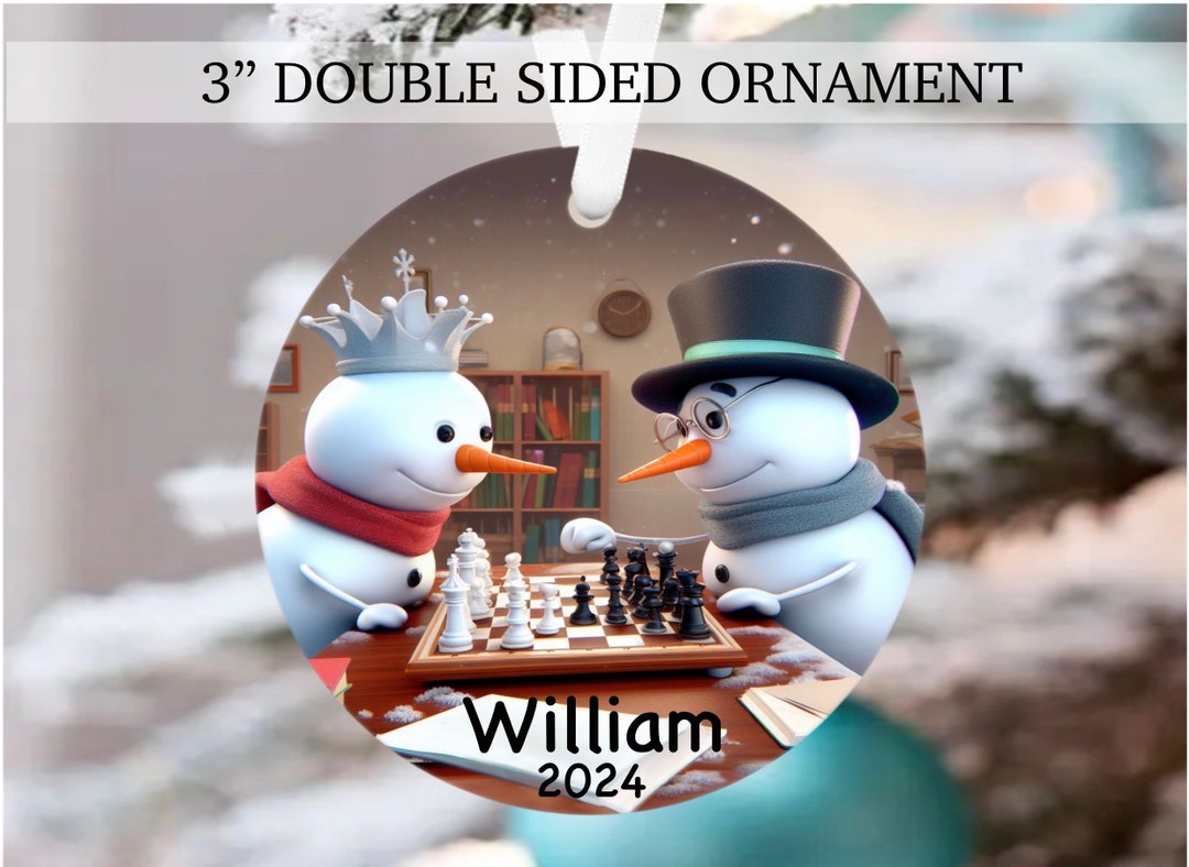 Personalized Snowman Chess Ornament, Chess Christmas Ornament ...