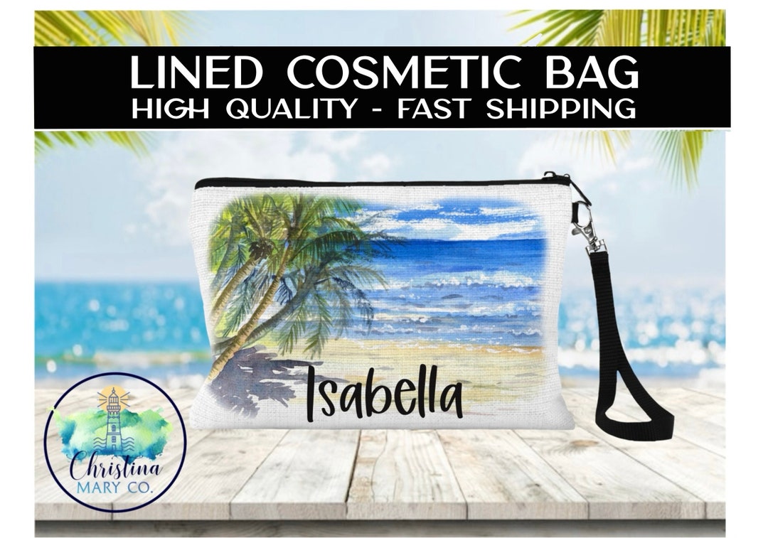 Beach Girls Trip Lined Cosmetic Bag, Personalized Girls Trip Bag, Girls ...