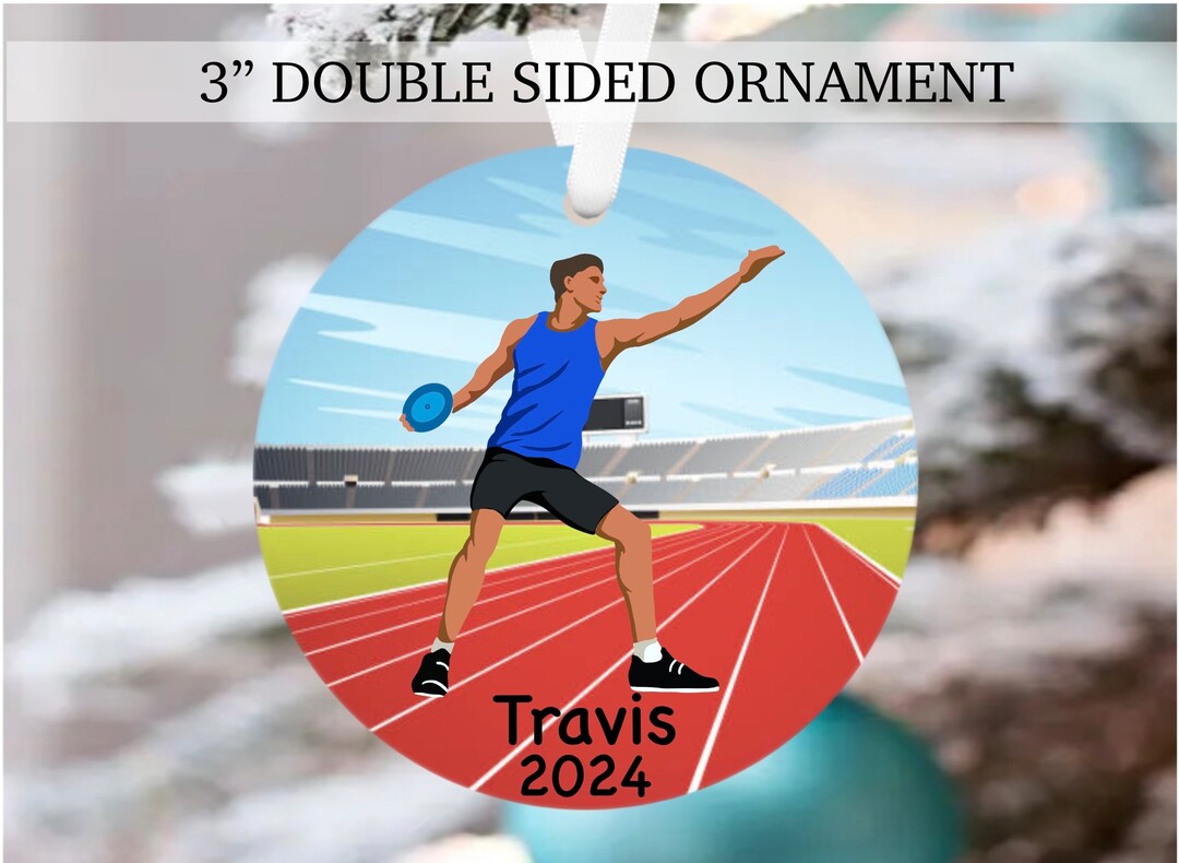 Personalized Boys Track and Field Discus Christmas Ornament ...