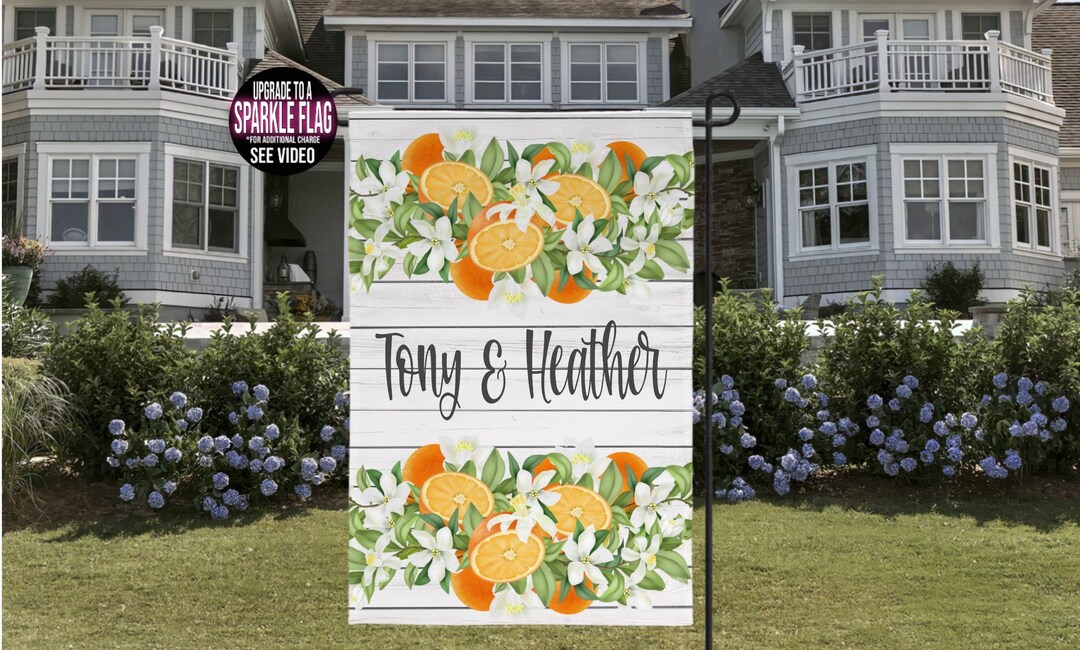Personalized Orange Blossom Flag, Oranges Welcome Personalized Flag ...