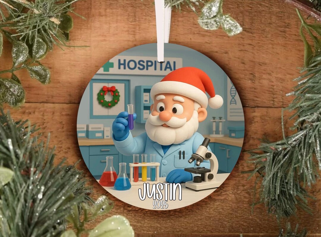 Hospital Lab Worker Christmas Ornament Santa – Holiday Bio Chemist ...