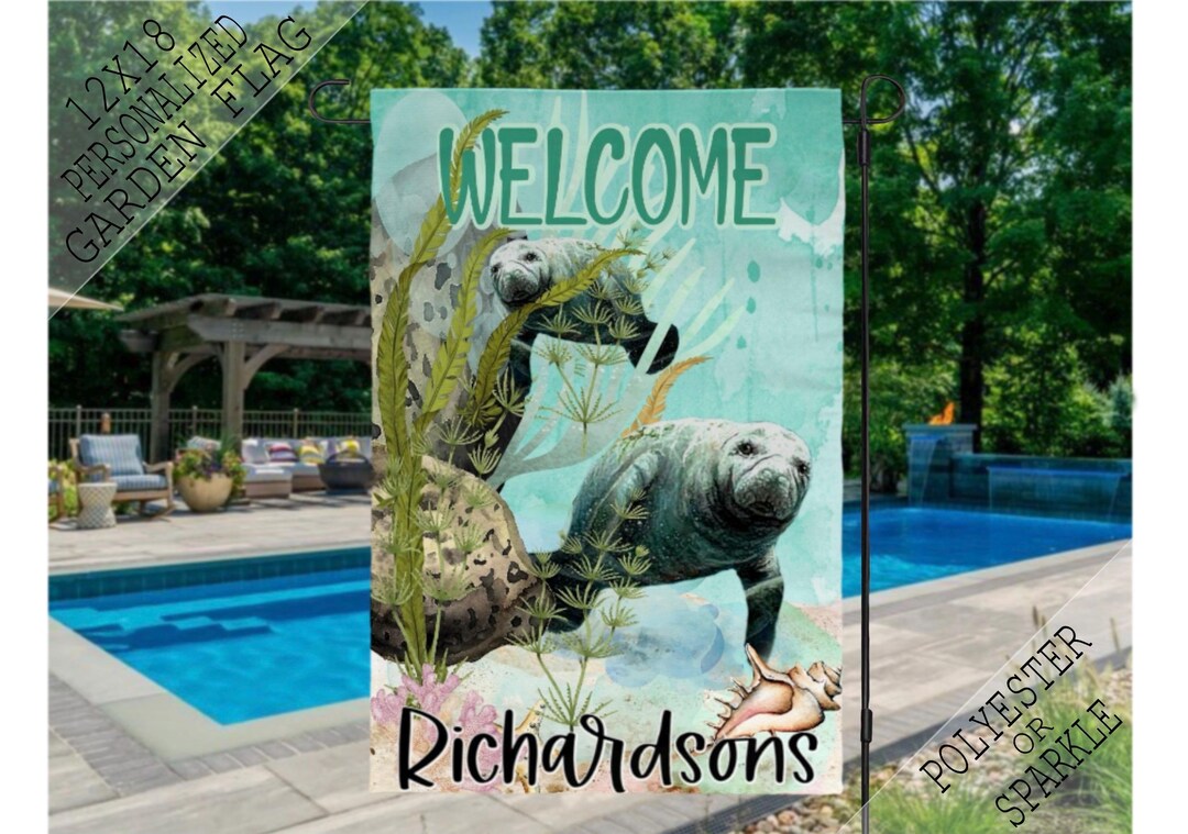 Personalized Manatee Welcome Garden Flag: Ocean Theme Decor - Etsy