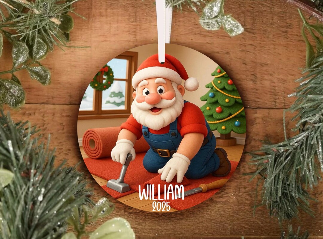 Carpet Installer Santa Ornament – Flooring Christmas Decoration ...