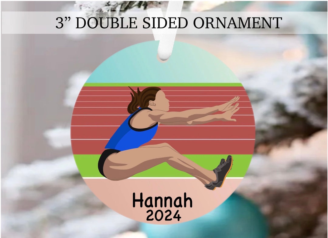 Personalized Girl Track and Field Long Jump Triple Christmas Ornament ...
