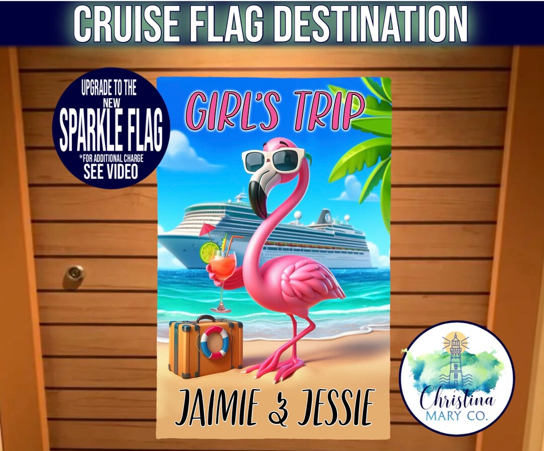 Cruise Magnet Flamingo Girls Trip Cruise Banner Flag, Cruise Door ...