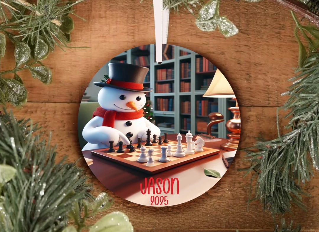 Personalized Snowman Chess Ornament, Chess Christmas Ornament ...