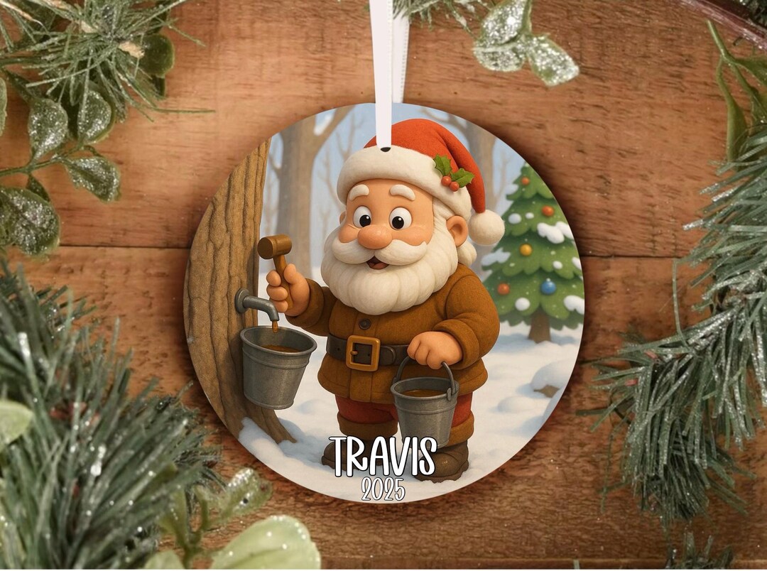 Maple Syrup Maker Santa Ornament - Tree Tapping Christmas Decor ...