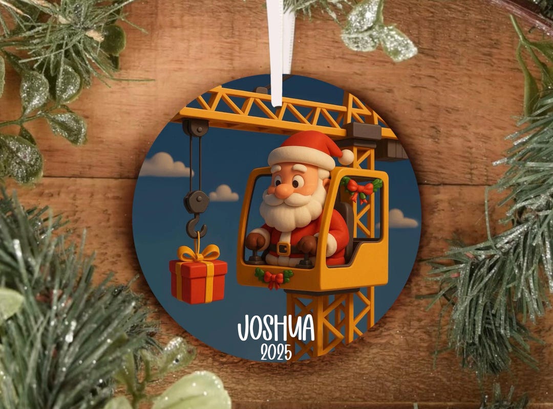 Crane Operator Christmas Ornament – Santa Construction Worker – Custom ...